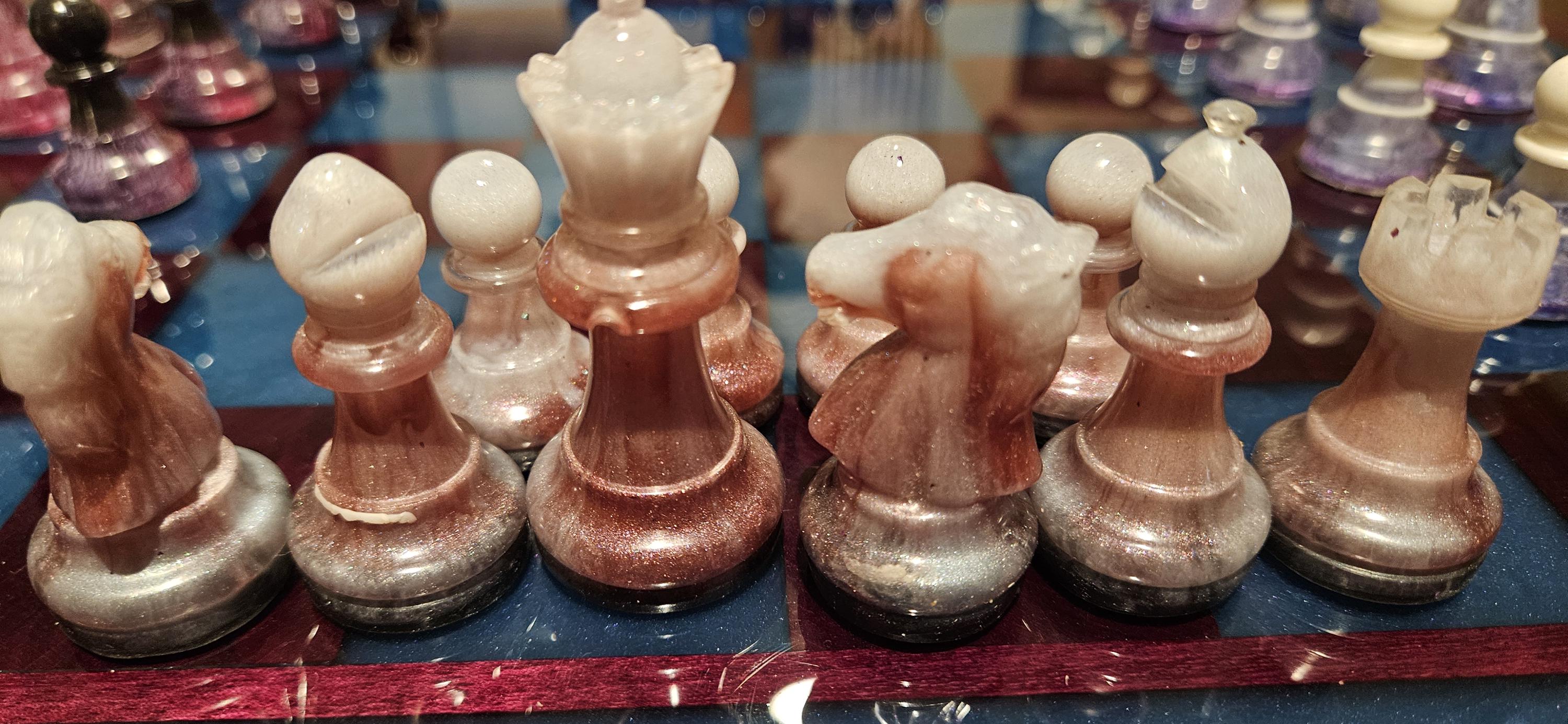 Handcrafted Chess Set. Purple Heart and Blue Epoxy Resin. - Etsy