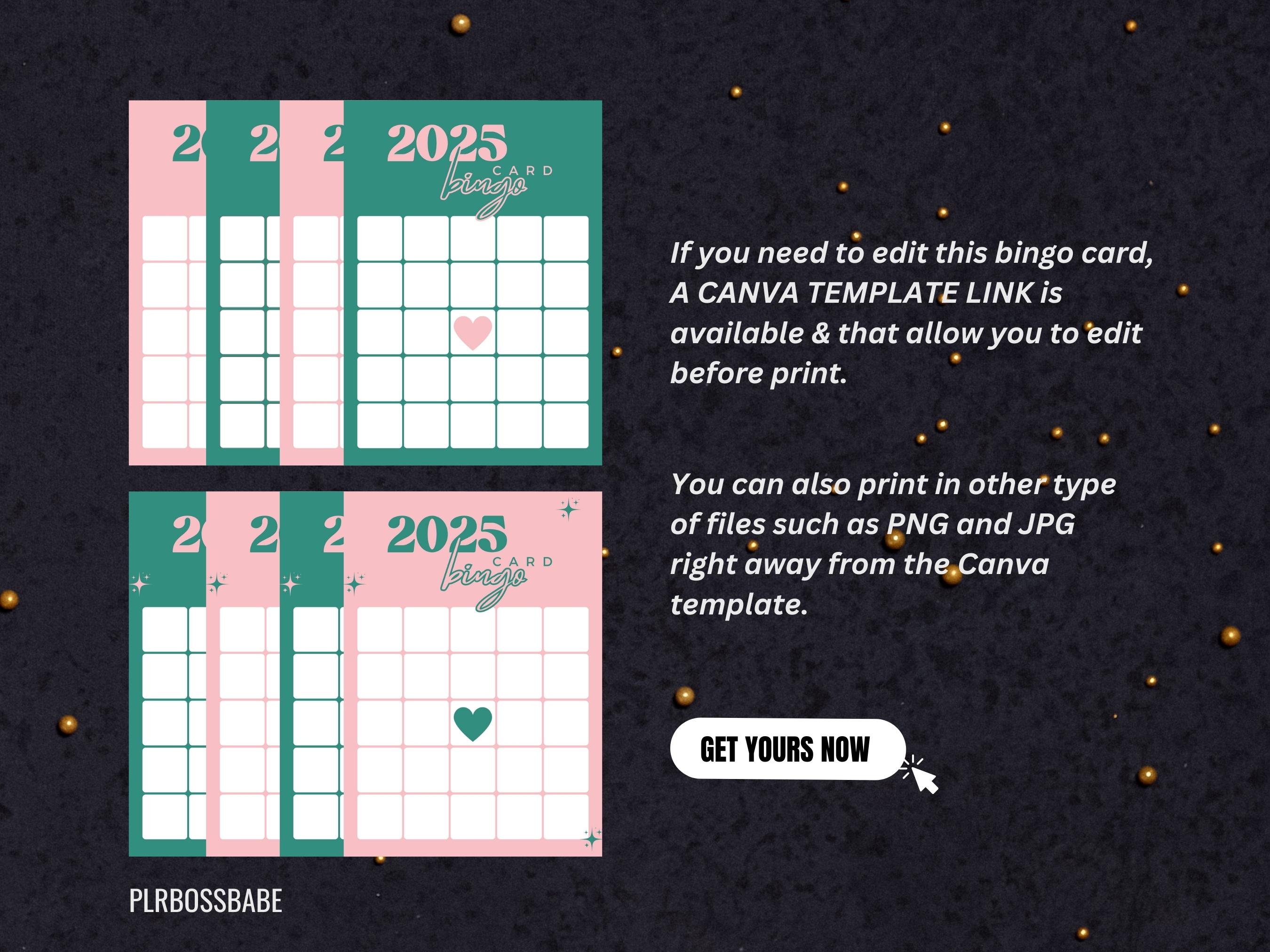 2025 Vision Bingo Card, 2025 Bingo Card, 2025 Vision Board, 2025 ...