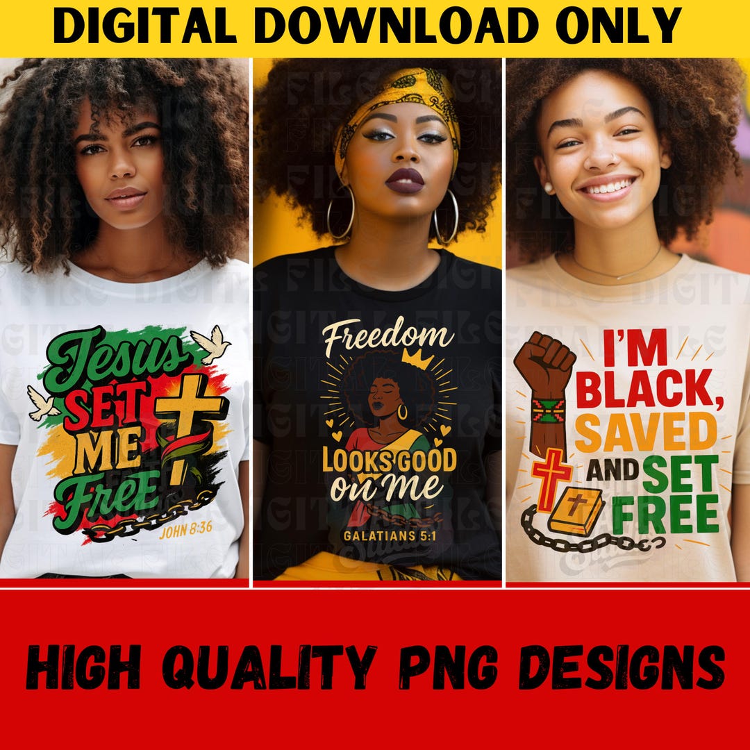 Juneteenth Shirt Designs: Afro Woman, Faith PNG Bundle (digital ...