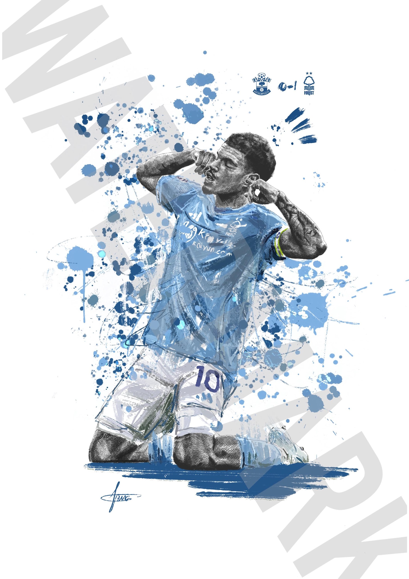 Nottingham Forest Art Print - Morgan Gibbs-white Away Print - Etsy