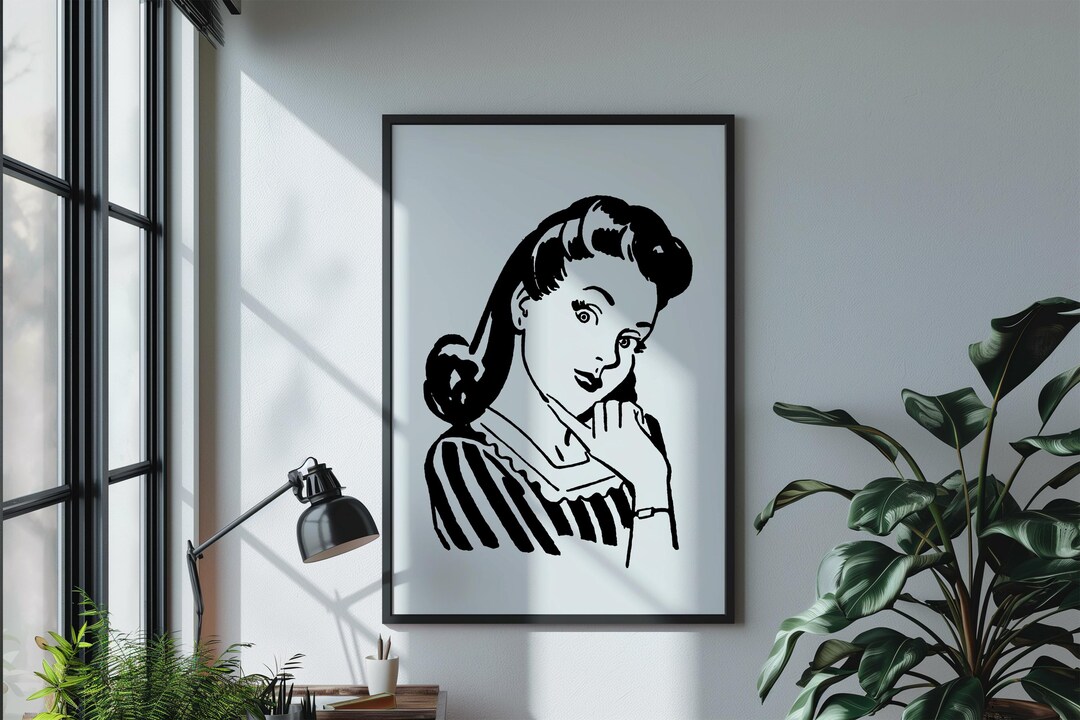 1950s Americana Art Print: Pinstripe Girl Poster (digital Download) - Etsy