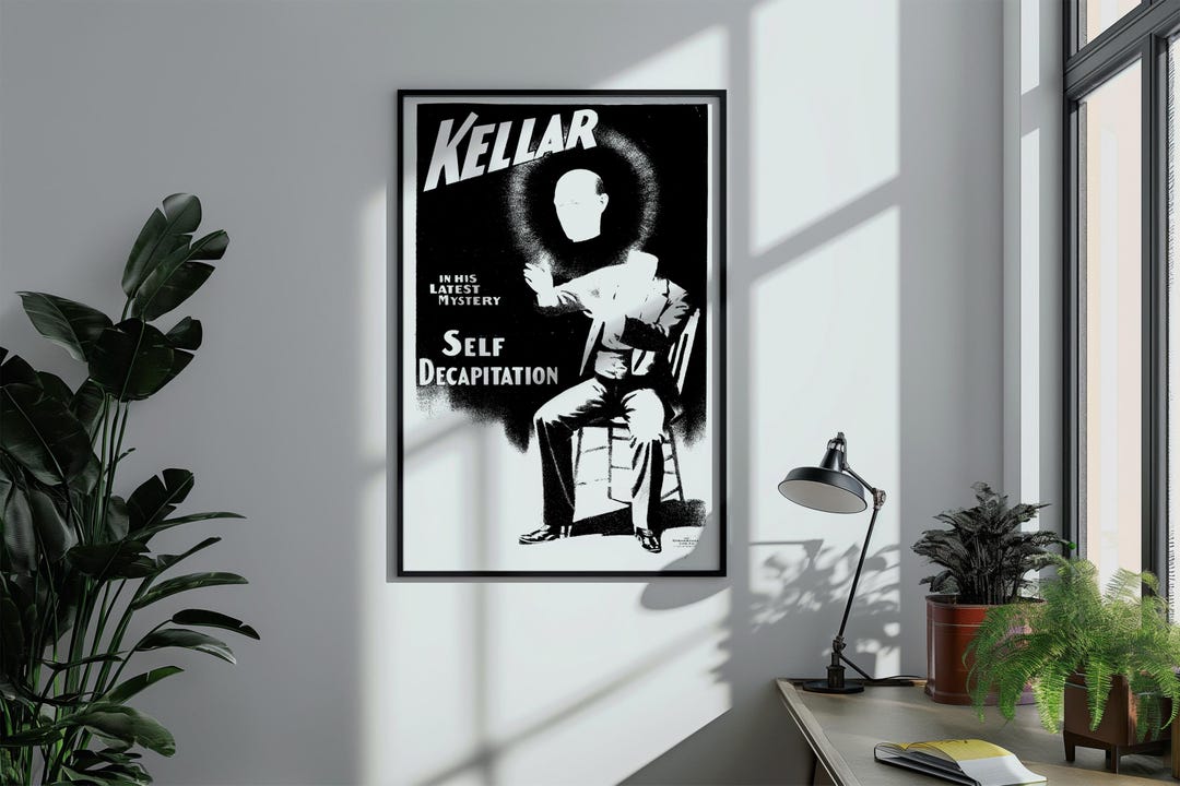 Kellar Self Decapitation Vintage Magician Performance Black and White ...