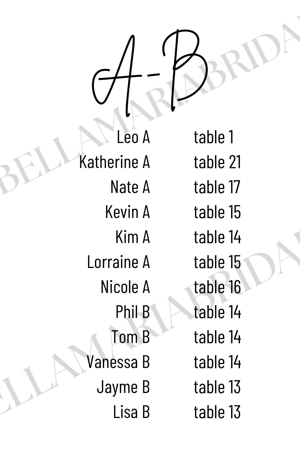 Minimalistic Seating Arrangement Signs - Etsy
