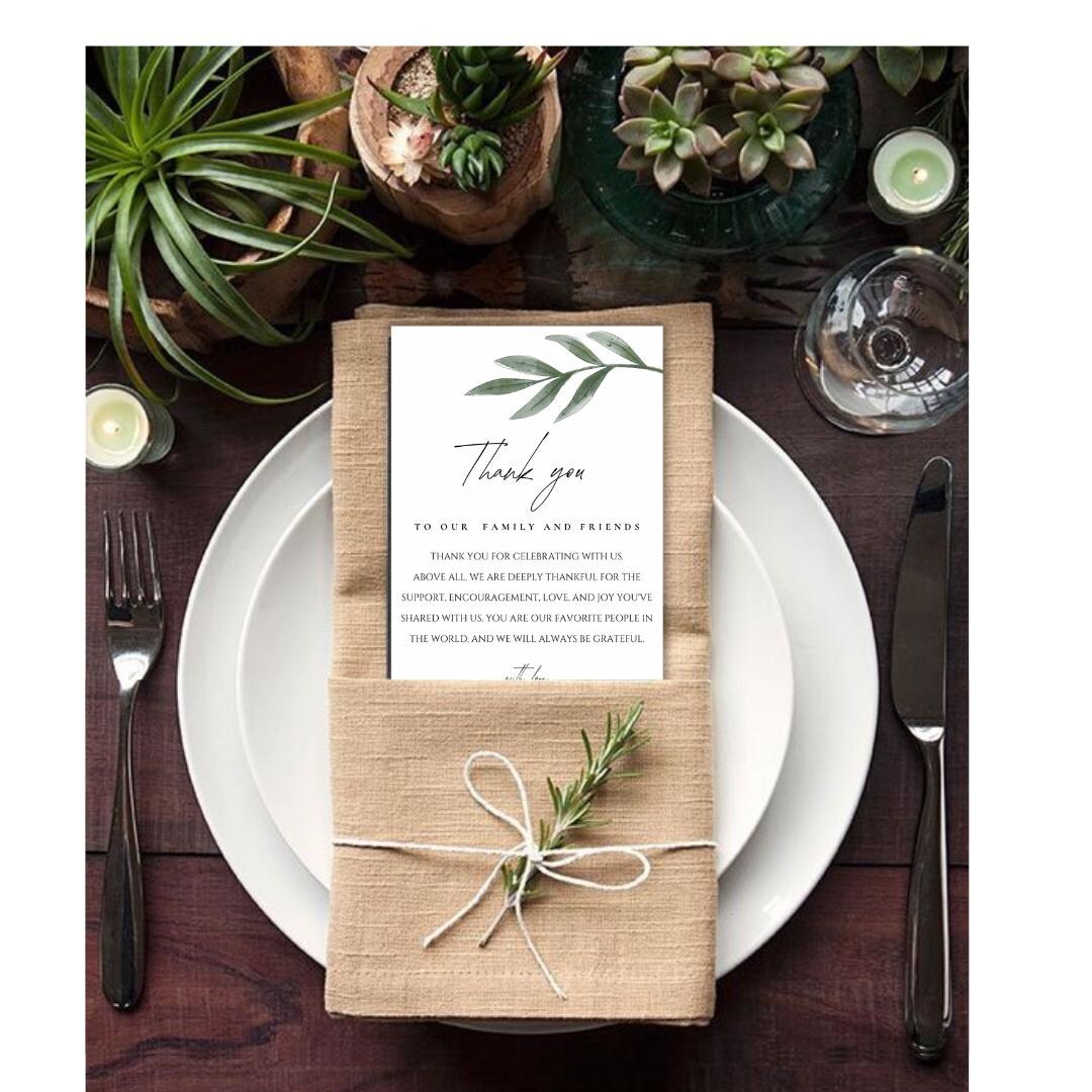 Thank You Cards Template | Wedding Table Placement Thank You Card ...