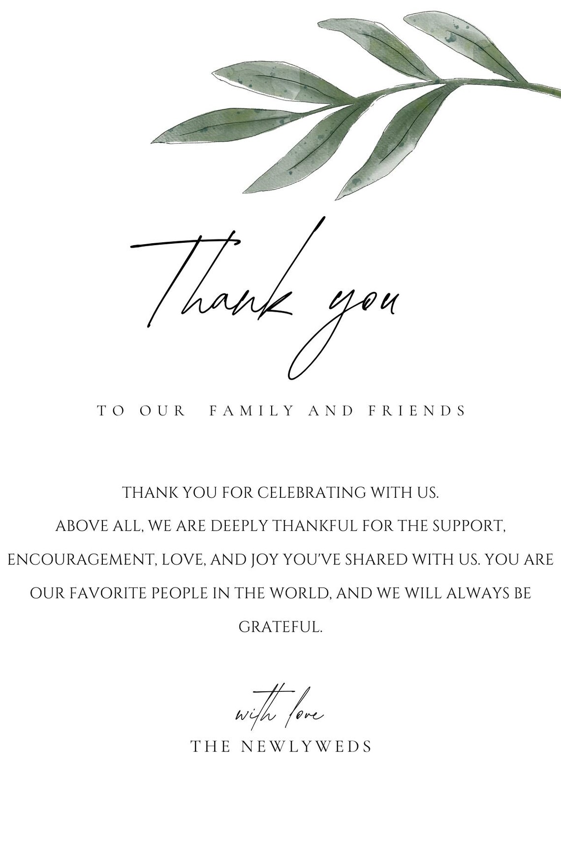 Thank You Cards Template | Wedding Table Placement Thank You Card ...