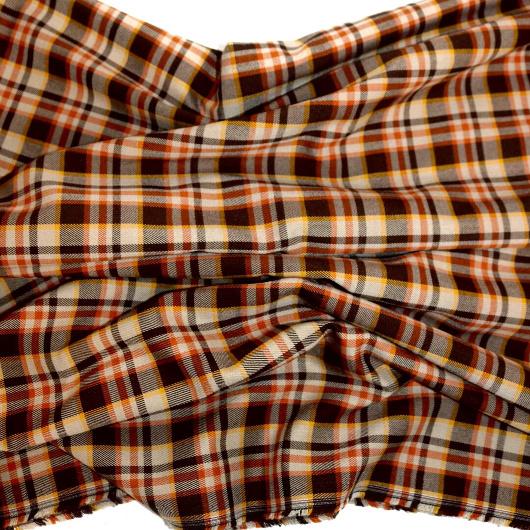 Autumn Plaid Fabric, Yellow and Orange, by the Yard High Quality Poly ...