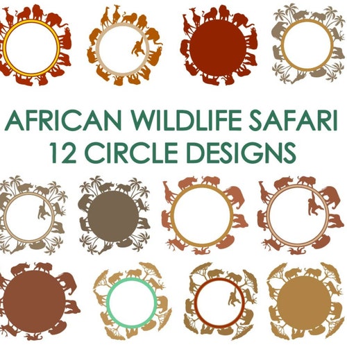 SVG Cut Files Original Design African Safari Zoo Animal Circle - Etsy