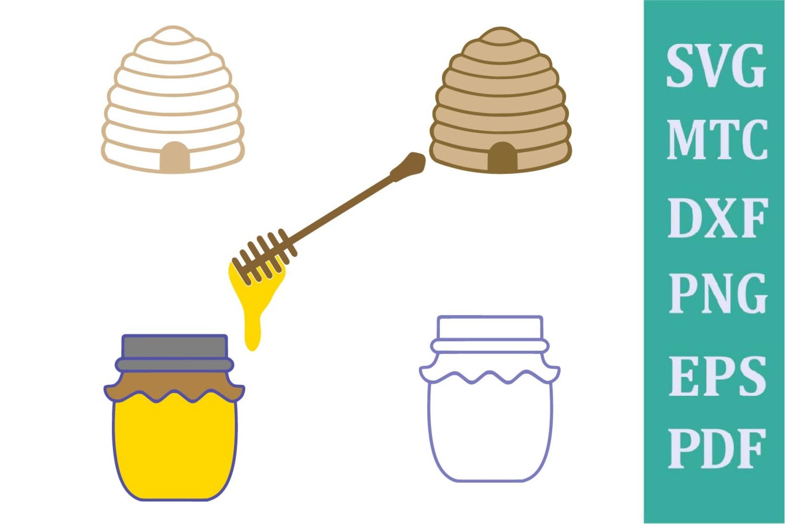 SVG Cut File Bee Bundle With Honeycomb Beehive Honey Dripper - Etsy