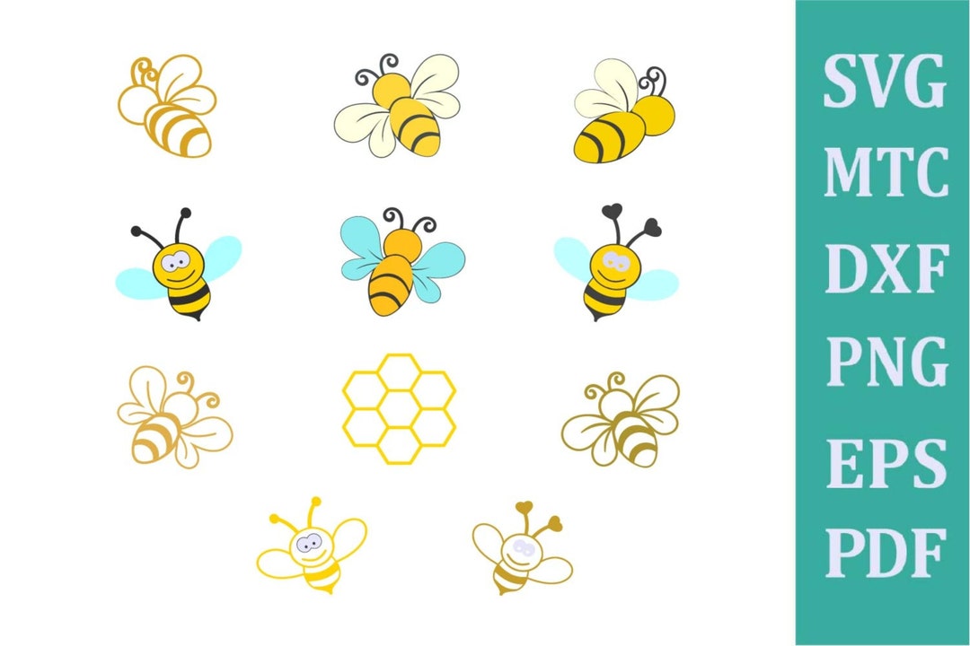 SVG Cut File 10 Bees With a Honeycomb Bundle Scrapbook Digital ...