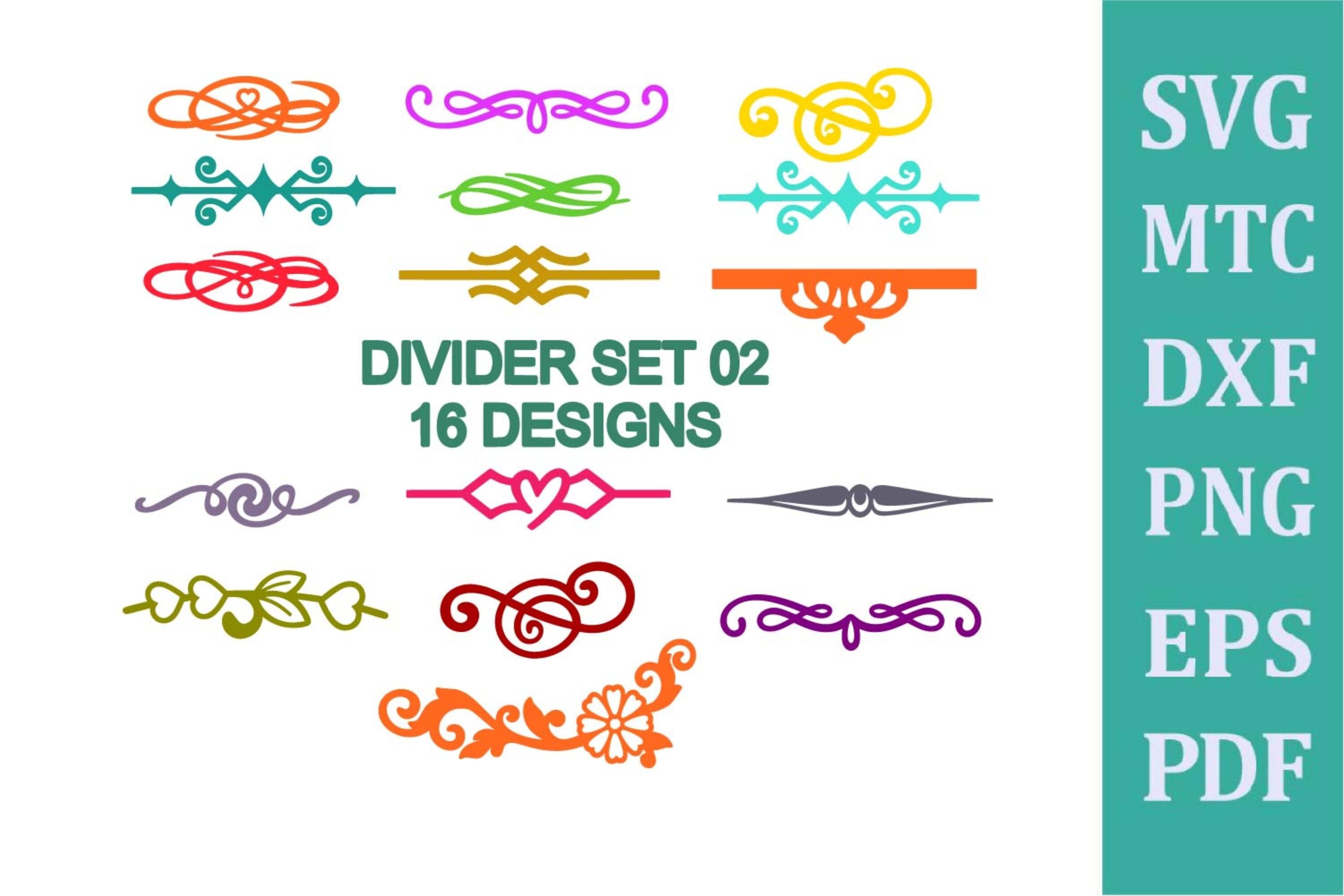SVG Cut File Dividers Flourish Set 02 Bundle of 16 MTC SCAL - Etsy