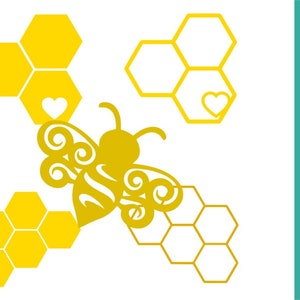 SVG Cut File Bee Bundle With Honeycomb Beehive Honey Dripper ...