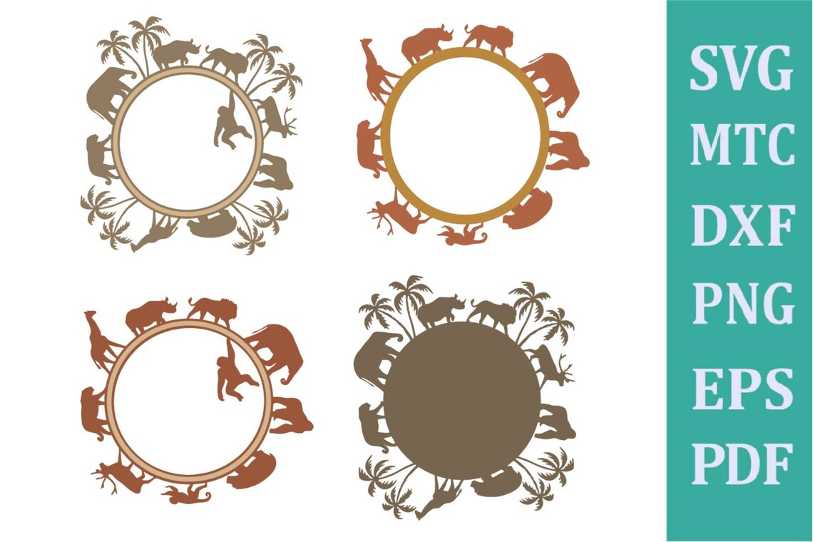 SVG Cut Files Original Design African Safari Zoo Animal Circle - Etsy