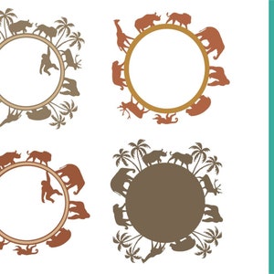 SVG Cut Files Original Design African Safari Zoo Animal Circle Bundle ...