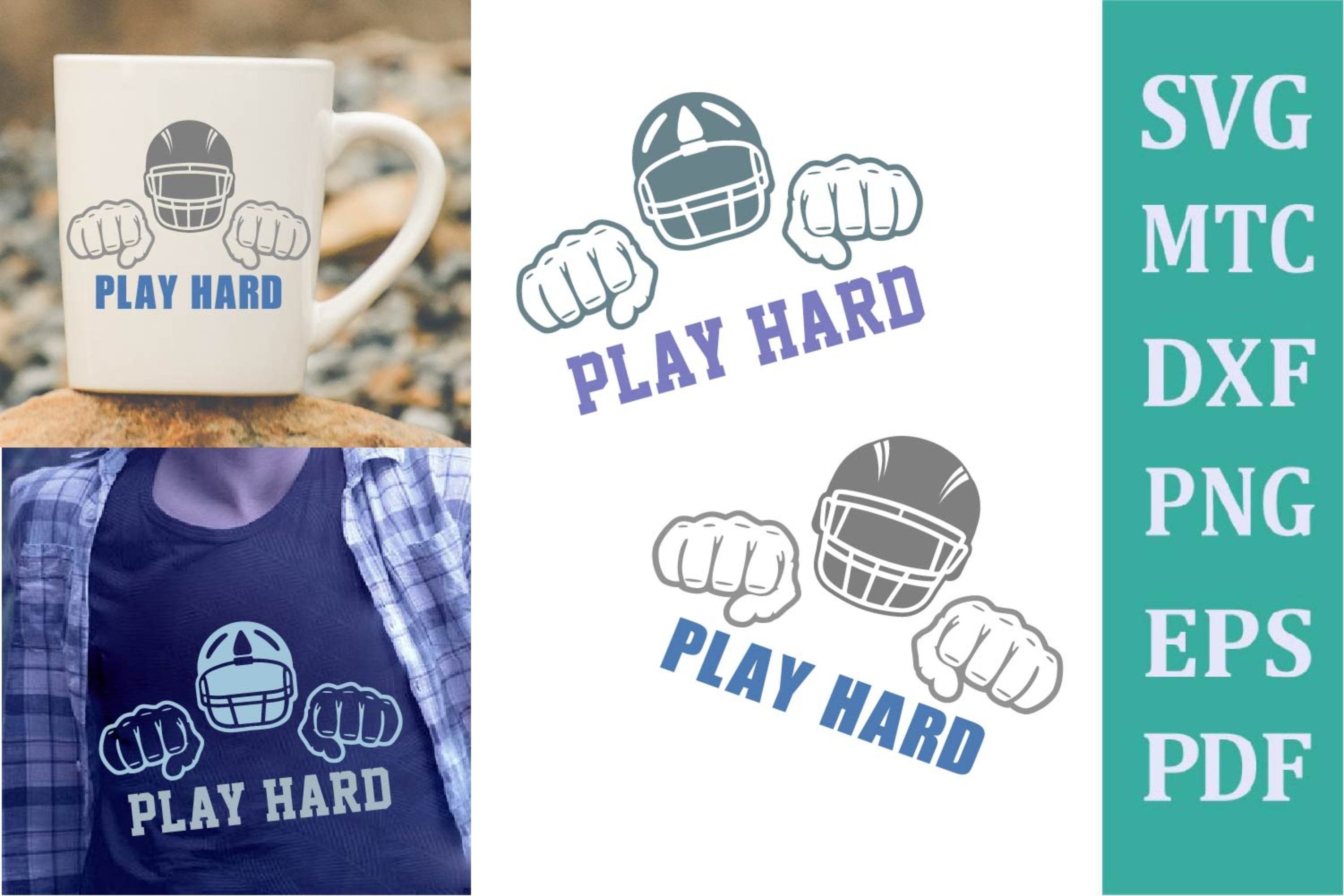 SVG Cut File Football Helmet Play Hard MTC SCAL Cricut | Etsy