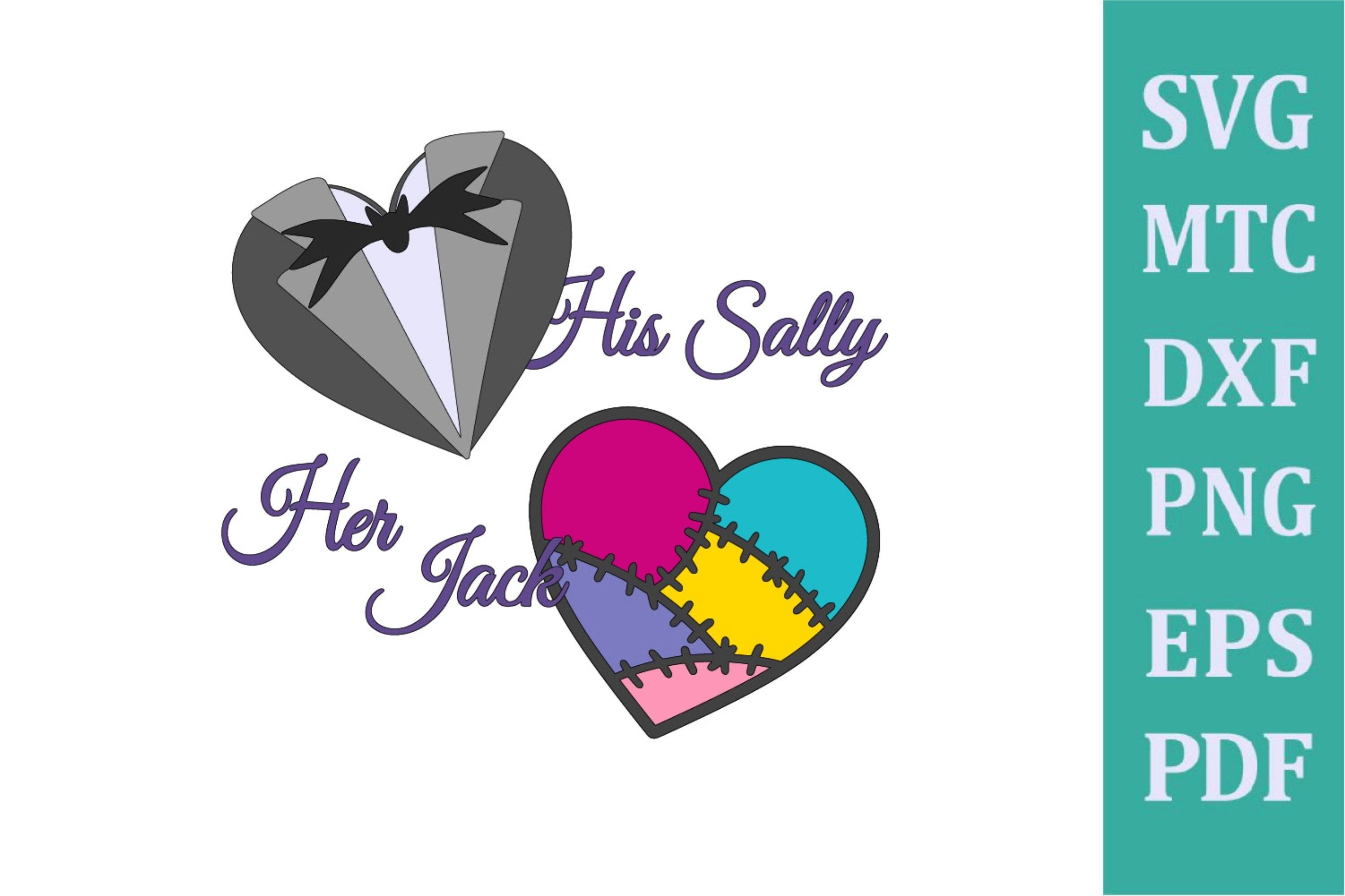 SVG Cut File His Sally Her Jack Valentine Heart Set 02 Haunted - Etsy