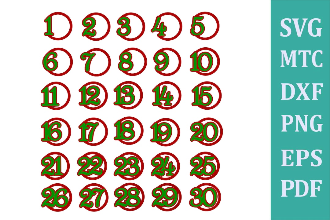 SVG Cut File Circle Numbers Design #02 Countdown 1 to 30 SVG Cricut ...