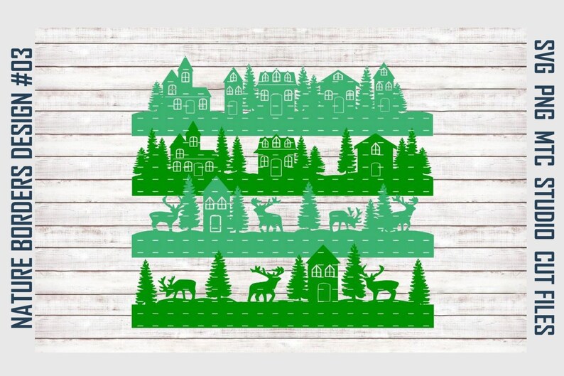 SVG Cut File Nature Borders Set 03 Cut Files Bundle of 4 MTC | Etsy