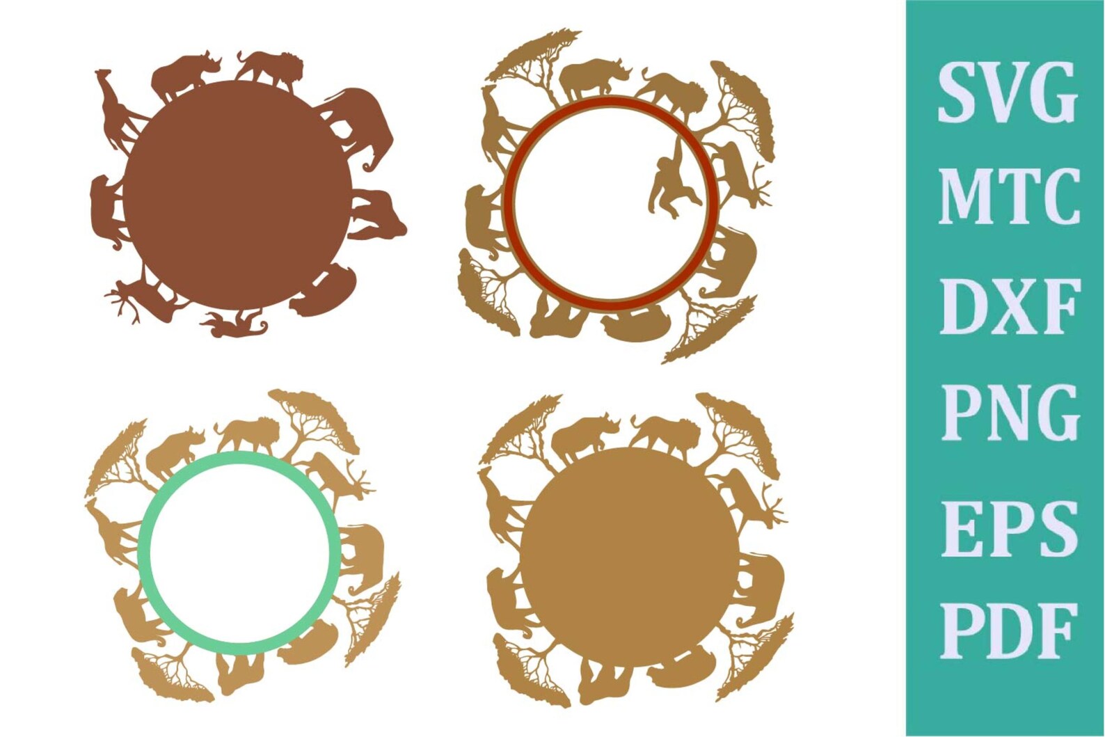 SVG Cut Files Original Design African Safari Zoo Animal Circle - Etsy