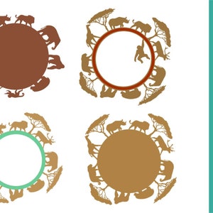 SVG Cut Files Original Design African Safari Zoo Animal Circle Bundle ...