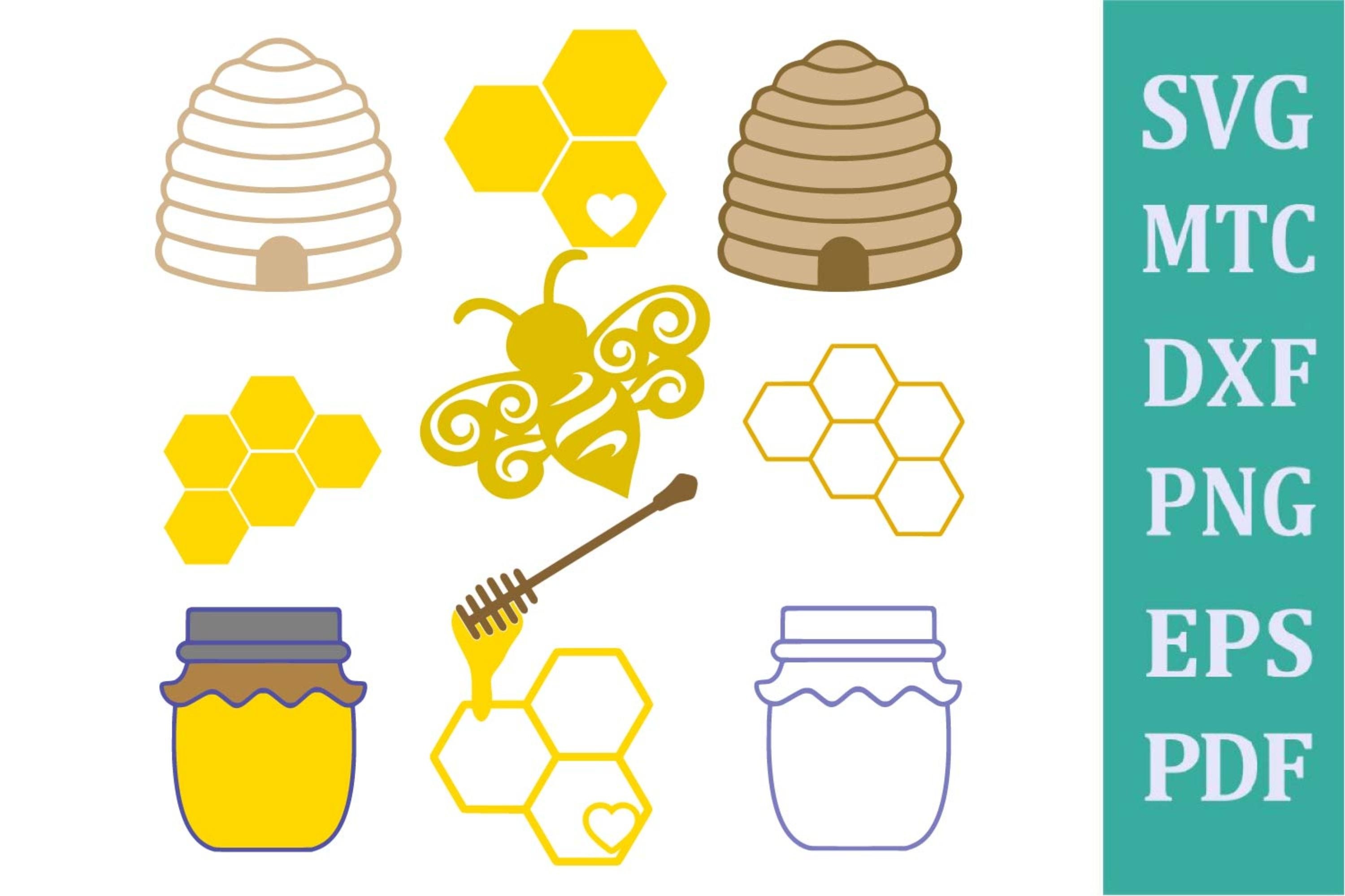 SVG Cut File Bee Bundle With Honeycomb Beehive Honey Dripper - Etsy