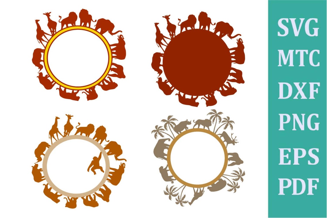 SVG Cut Files Original Design African Safari Zoo Animal Circle - Etsy