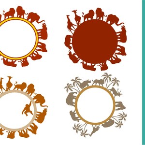 SVG Cut Files Original Design African Safari Zoo Animal Circle Bundle ...