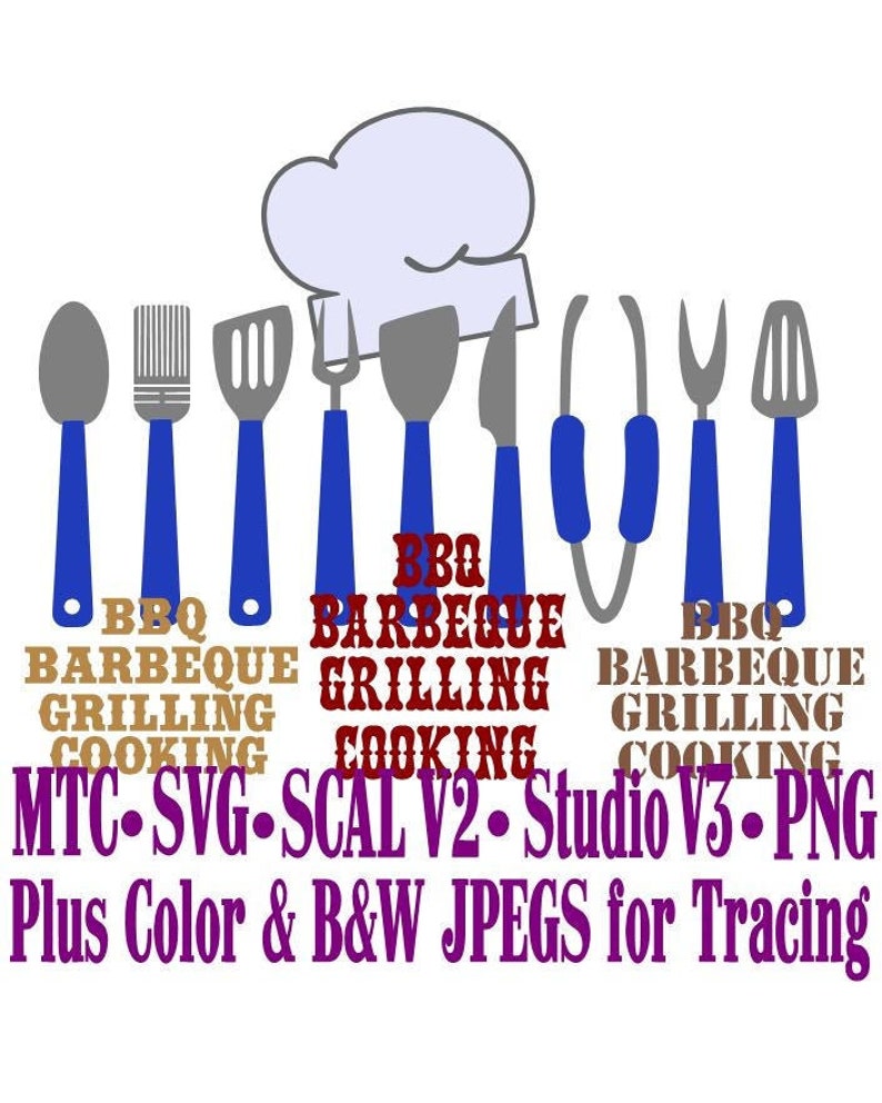 Svg Cut File Cooking Utensils BBQ Grill Embellishment Cut | Etsy