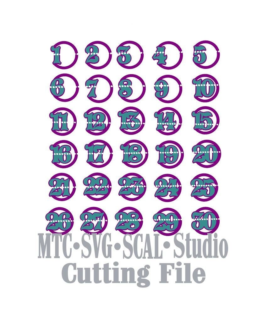 SVG Cut File Circle Numbers Design 01 Countdown 1 to 30 | Etsy