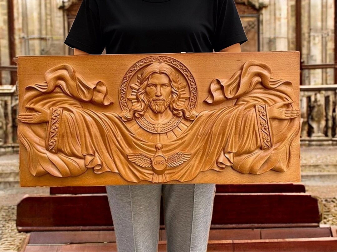 Handmade Wooden Carving Jesus Christ, Large Religious Wall Art ...