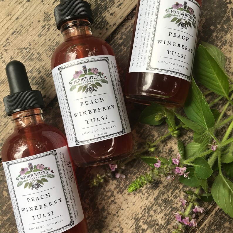 Peach Wineberry Tulsi Cordial Summer Elixir Holy Basil Wild - Etsy