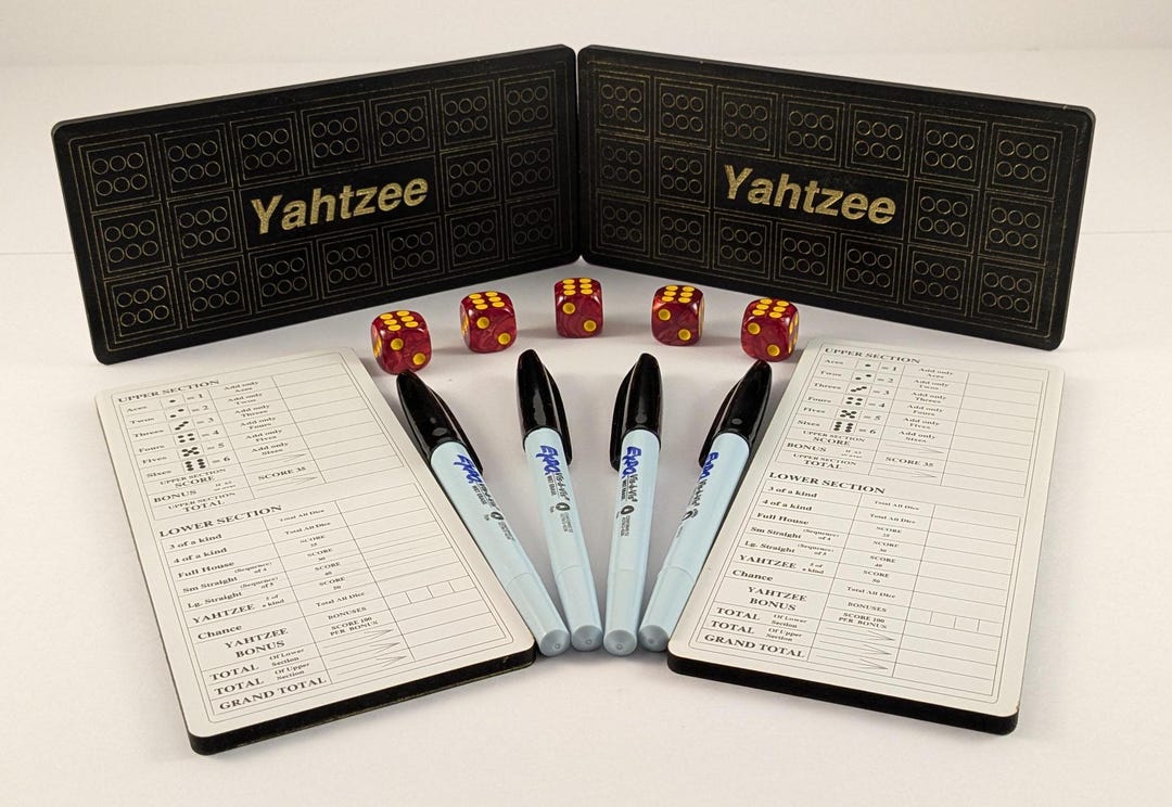 Yahtzee Score Board - With Dice and Pens - Etsy