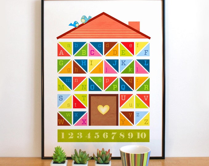 DIGITAL DOWNLOAD Alphabet Chart for Kids Room - Lower Case Upper Case ...