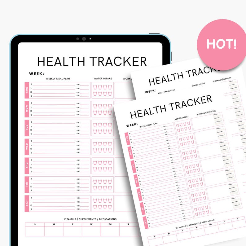 Wellness Planner: Health Tracker, Meal Plan, Workout (printable/digital ...
