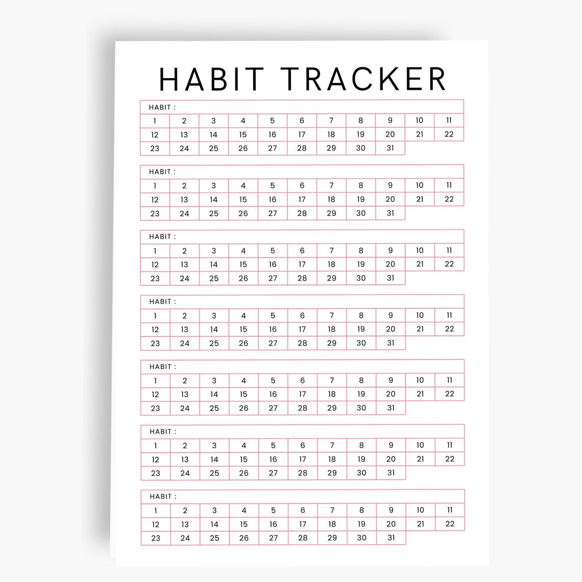 HABIT TRACKER TEMPLATE, Habit Tracker Printable, Routine Tracker Pdf ...