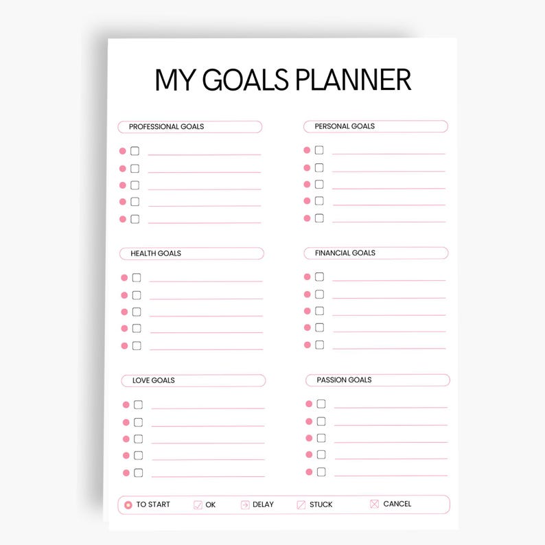 Printable Goals Planner: Smart Goal Tracker (digital Download) - Etsy