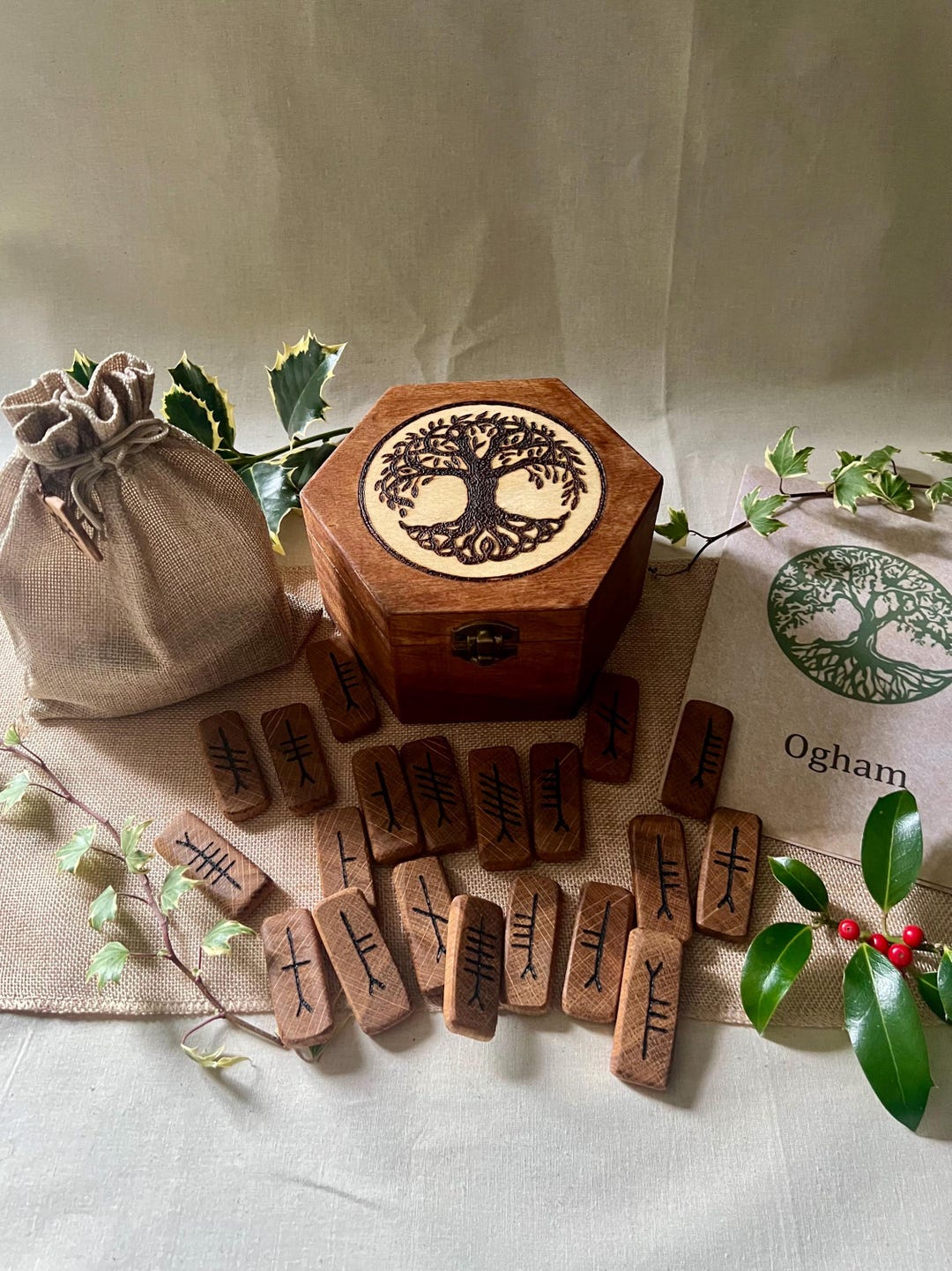 Oak Ogham Tiles Set. Boxed Oghams - Etsy