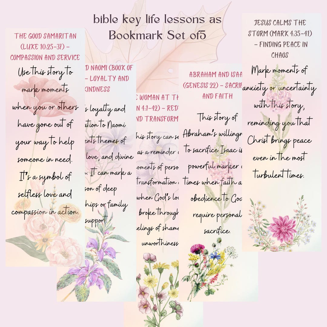 Bible Story Lessons Bookmarks Set of 5 - Etsy