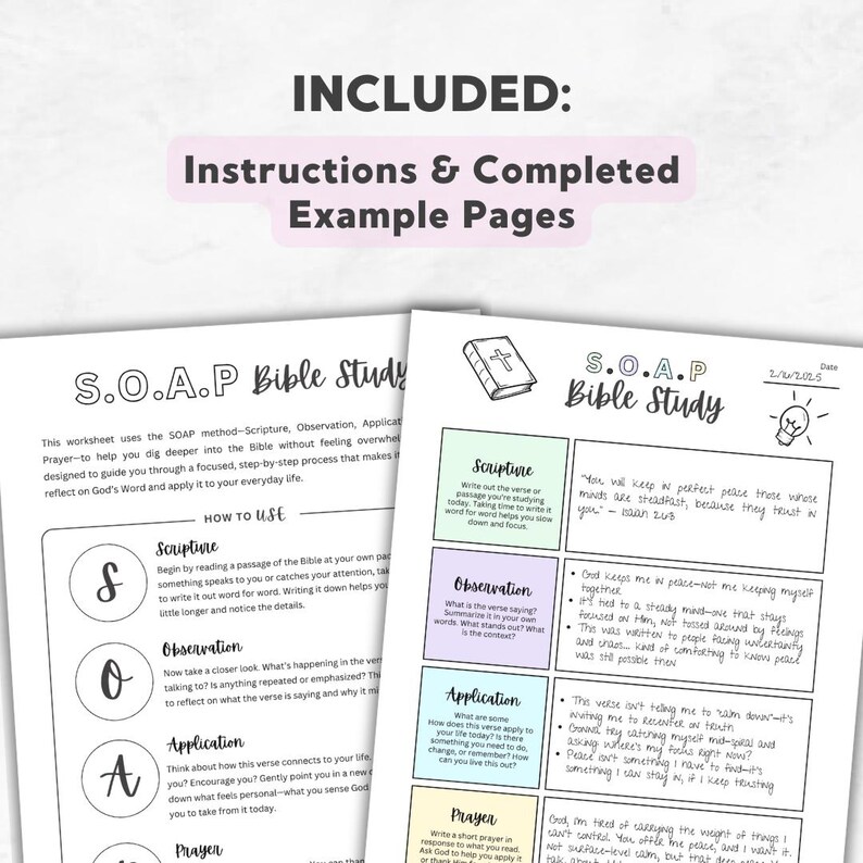 Bible Study Template | SOAP Bible Study Guide Printable | Verse Mapping ...