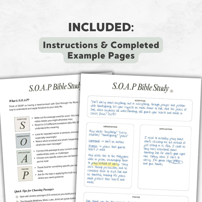 SOAP Bible Study Printable Guide for Beginners | Digital Worksheet ...