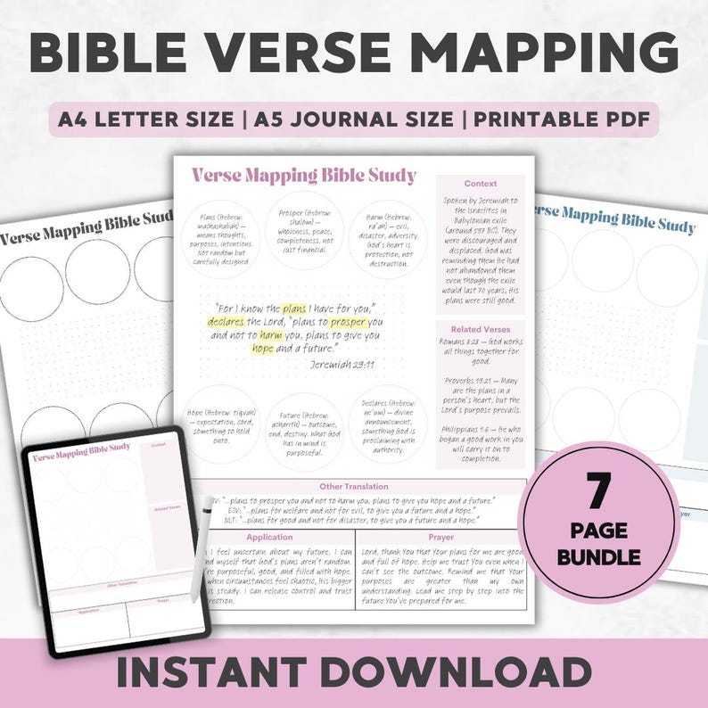 Verse Mapping Template | Bible Study Guide | Verse Mapping Journal ...