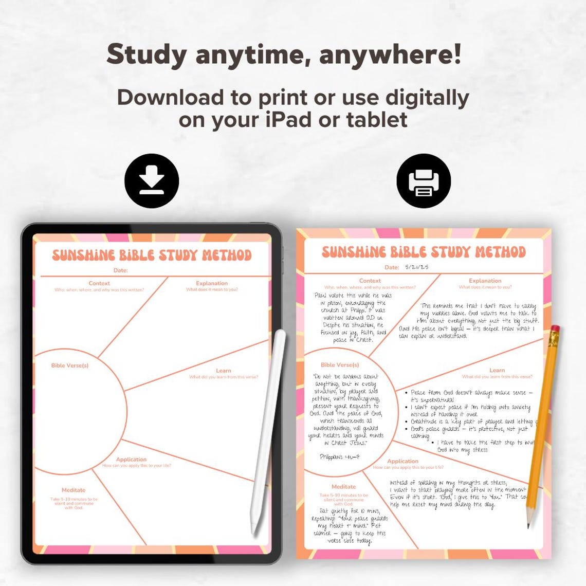 Verse Mapping Template | Sunshine Bible Study Template | Digital ...