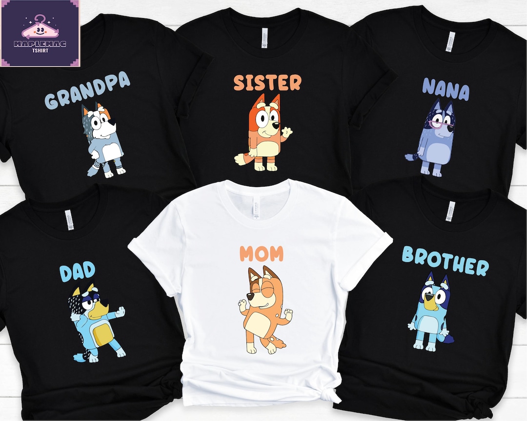 Custom Bluey Bingo Tshirts,bluey Mom Dad Family Matching Tees ...