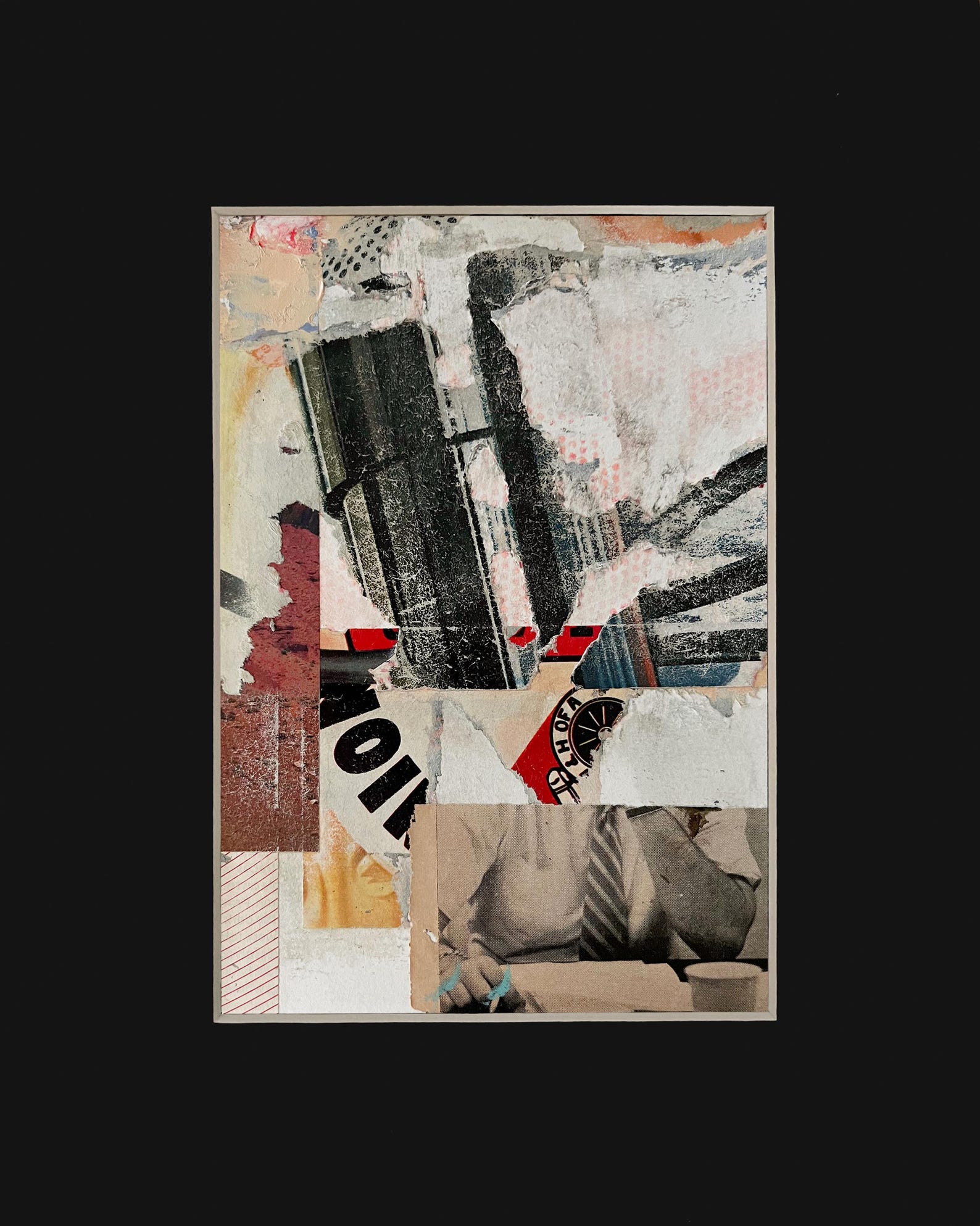 Mixed Media Collage in Black Matting, Post-war Contemporary, Retro Art ...