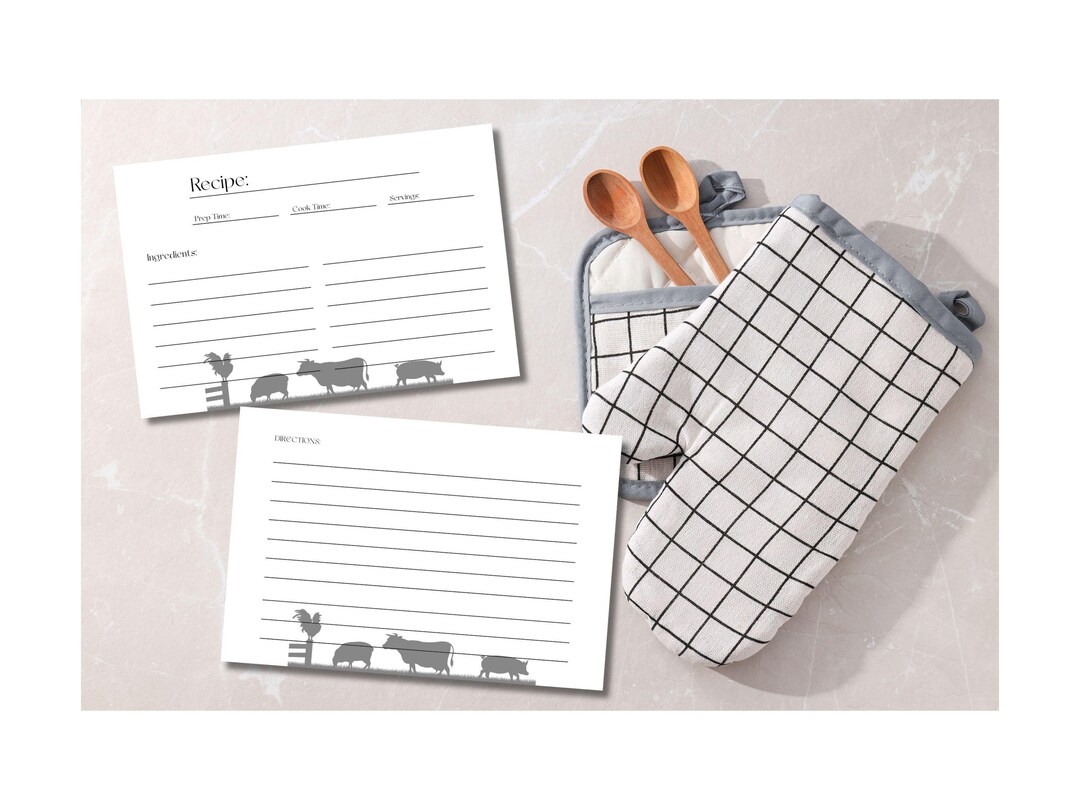 Farm Animals Recipe Card - Etsy