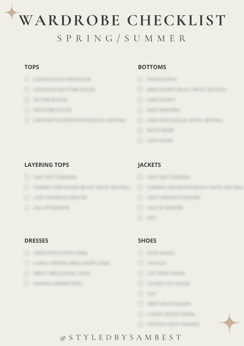 Capsule Wardrobe Shopping Checklist Shopping Checklist Wardrobe Guide ...
