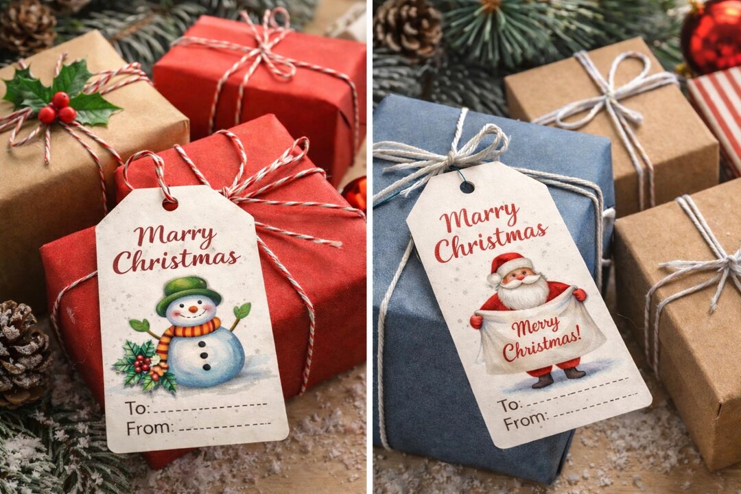 99 CHRISTMAS Gift Tags Printable LABLE | Holiday Gift Tag Set ...