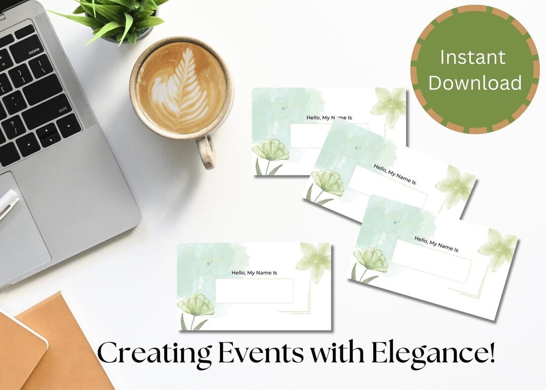 Printable Name Tags for the Events, Digital Download, Elegant Design ...
