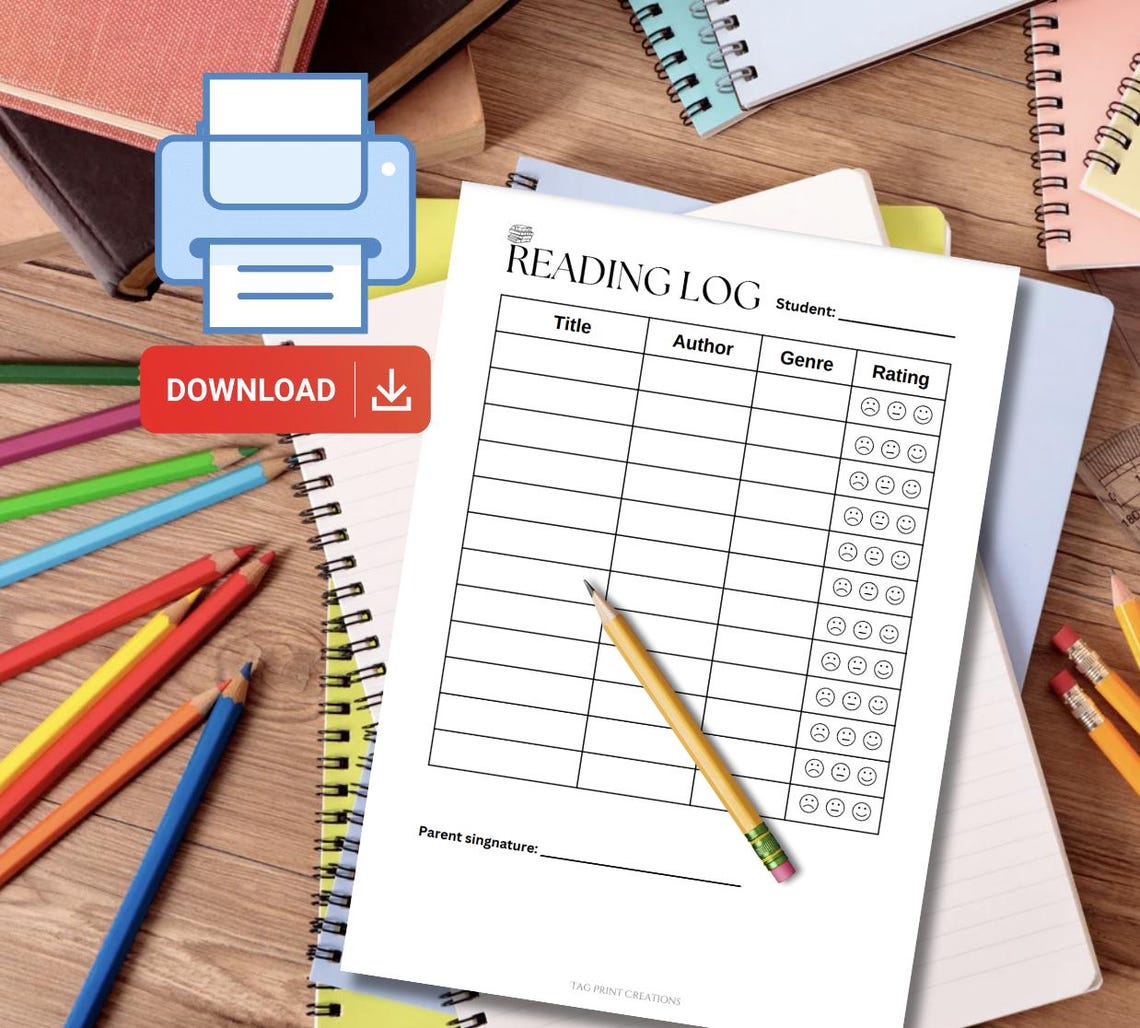 Student Reading Log Printable, Reading Tracker, 12 Books to Read, Books ...