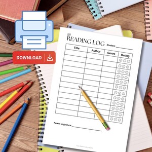 Student Reading Log Printable, Reading Tracker, 12 Books to Read, Books ...