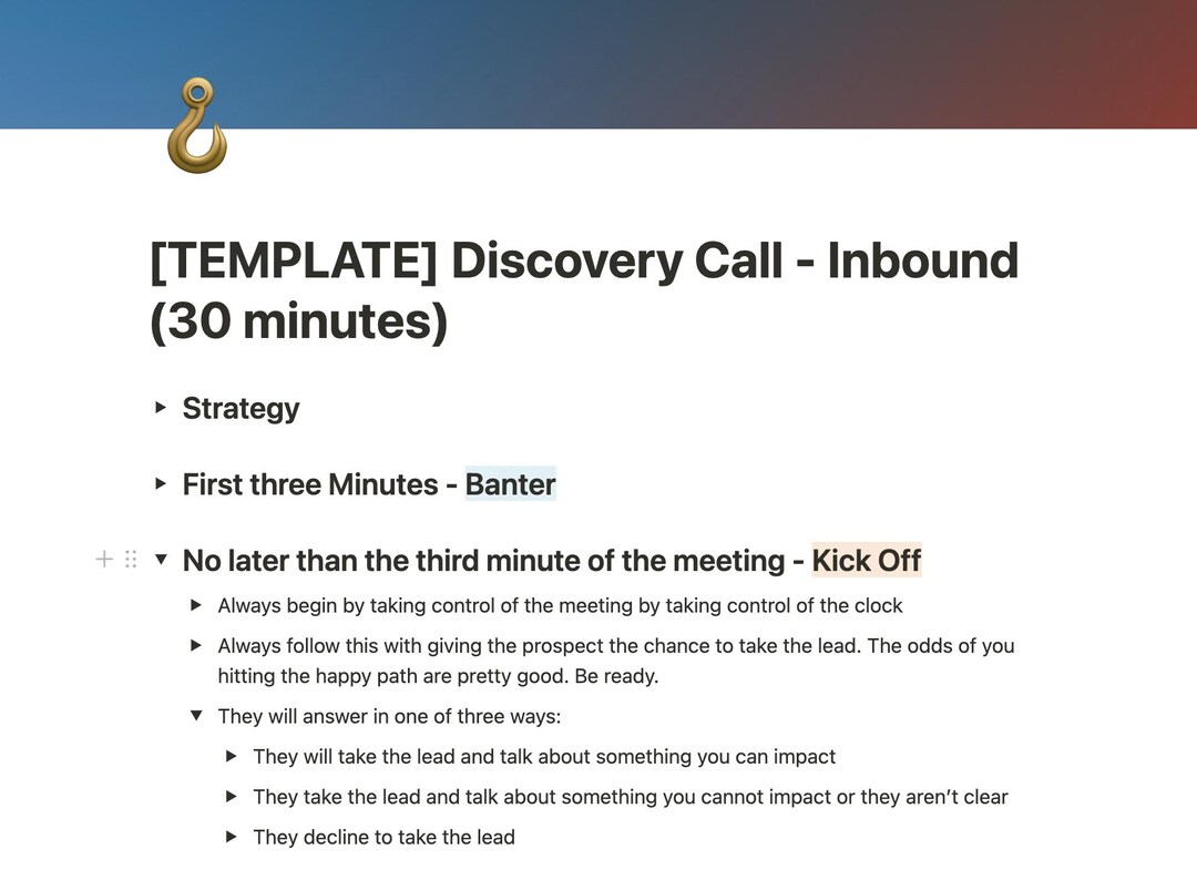B2B, High Ticket Inbound Lead Discovery Call Template - Etsy